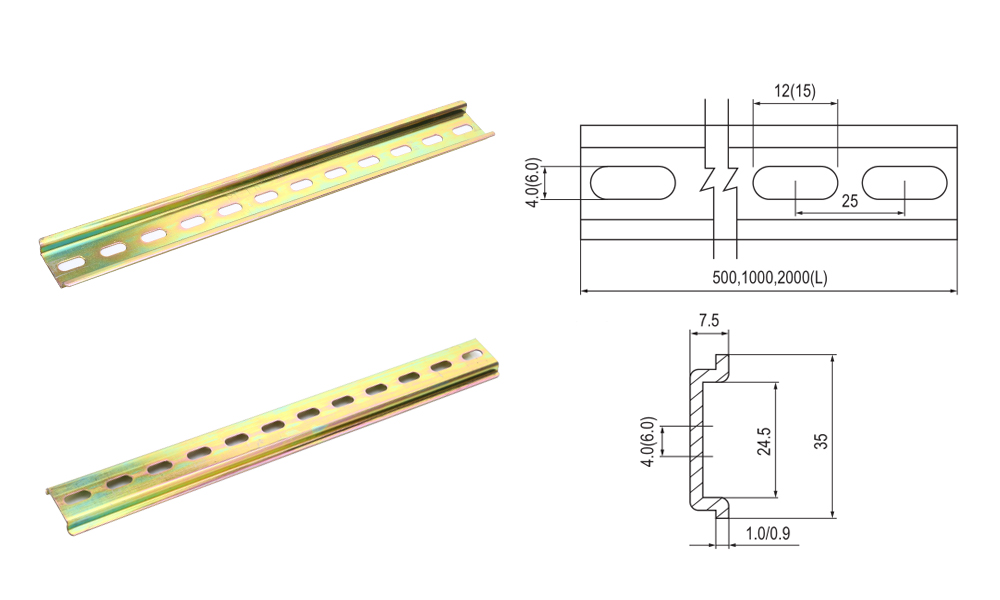 Universal Type 35mm Slotted DIN Rail Normal National Type Rail Guide ...